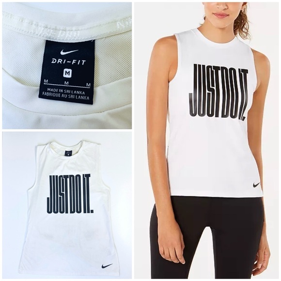 Nike | Tops | Nike Pro Just Do It Sleeveless Mesh Cross Back Tank Top ...